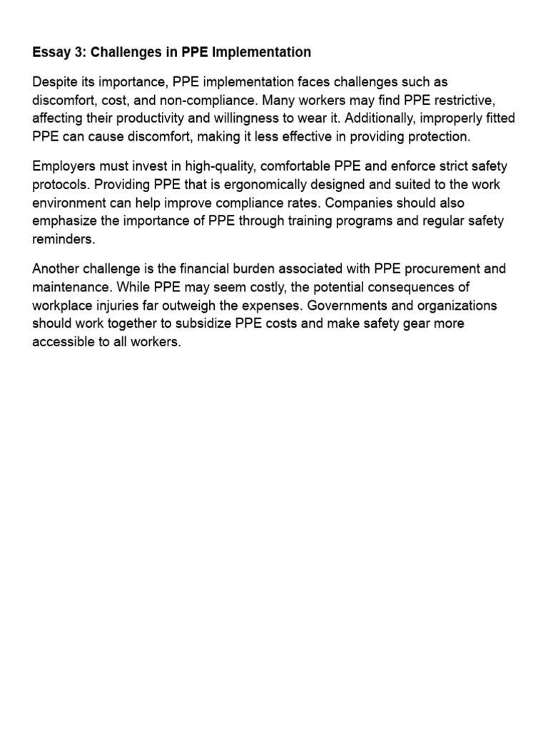 Essay 3 - Challenges in PPE Implementation | PDF