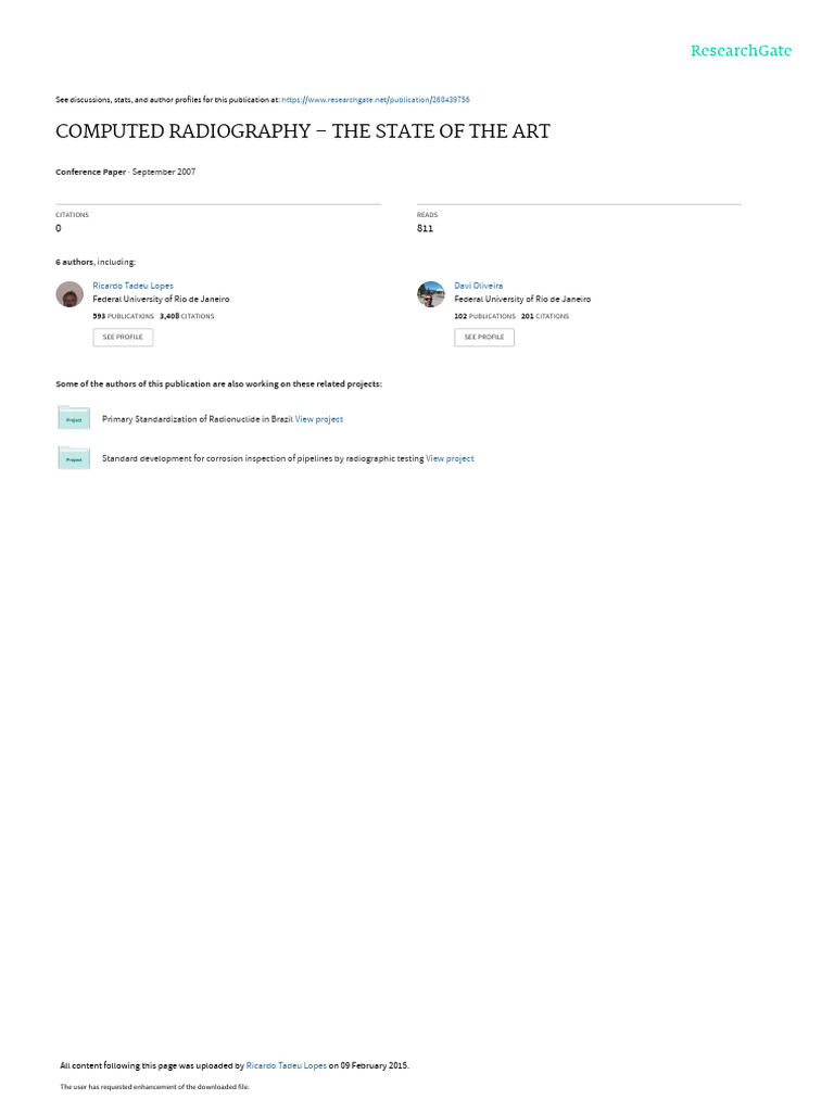 COMPUTED_RADIOGRAPHY_-_THE_STATE_OF_THE_ART | PDF | Radiography | Radiation