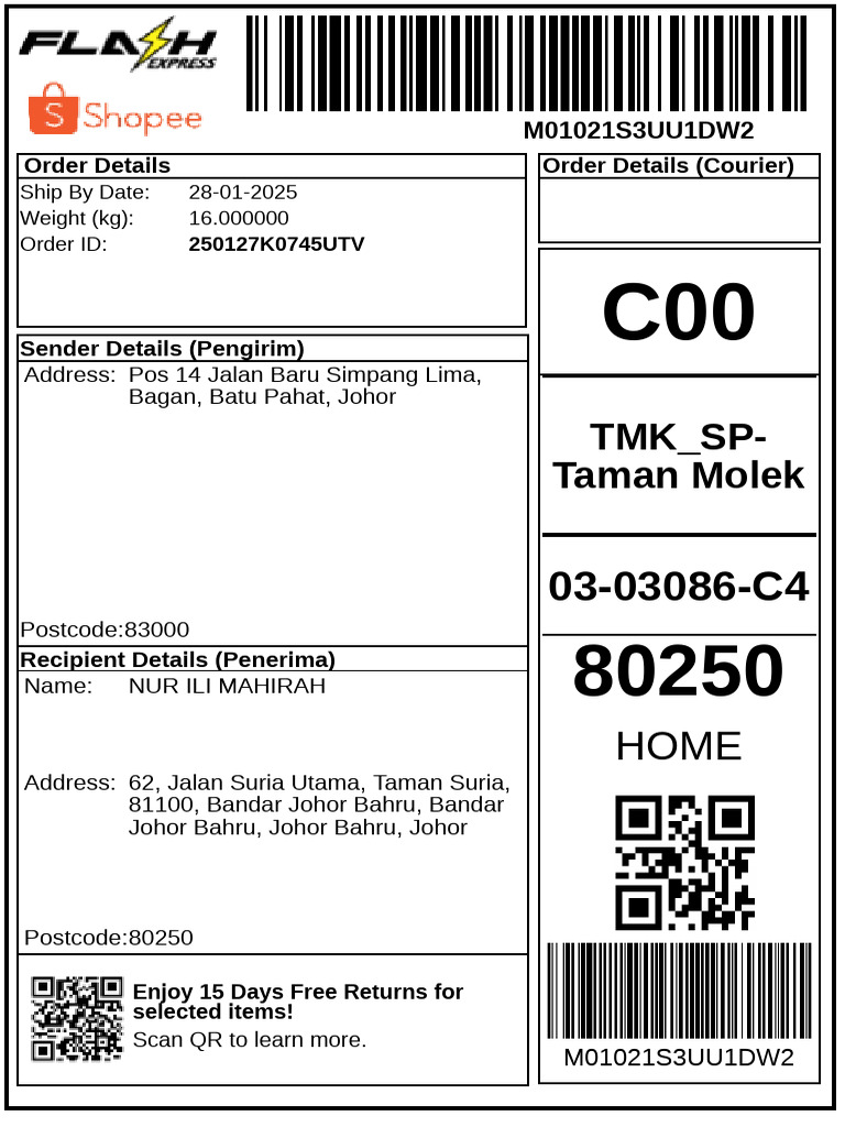 15-Day Free Returns Order Details | PDF