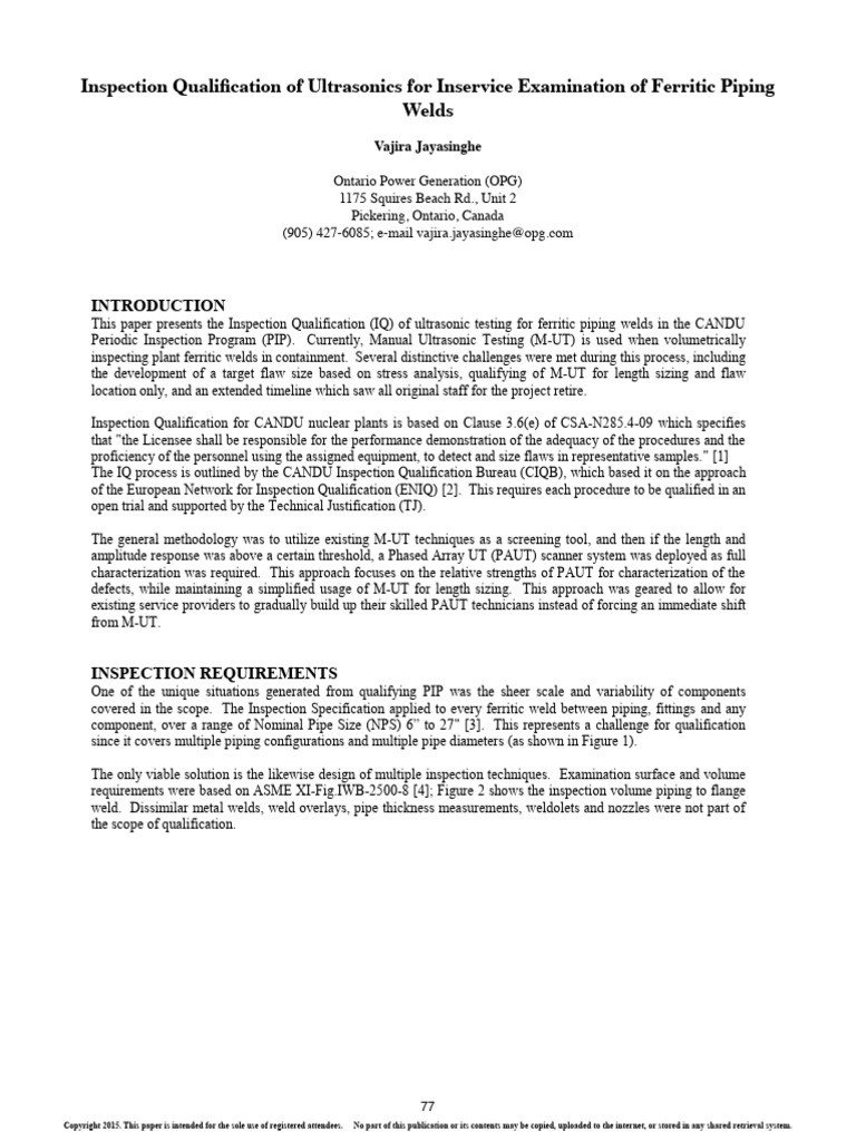 InspectionQualificationofUltrasonicsforInserviceExaminationofFerriticPi ...