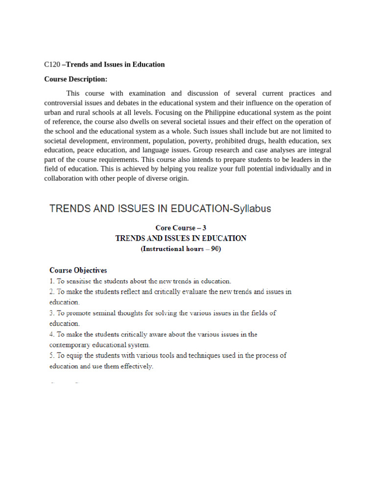 C120 Teachers Educ - Philo With Mgnt. Ethics and Integration of Trends and Issues in Education ...