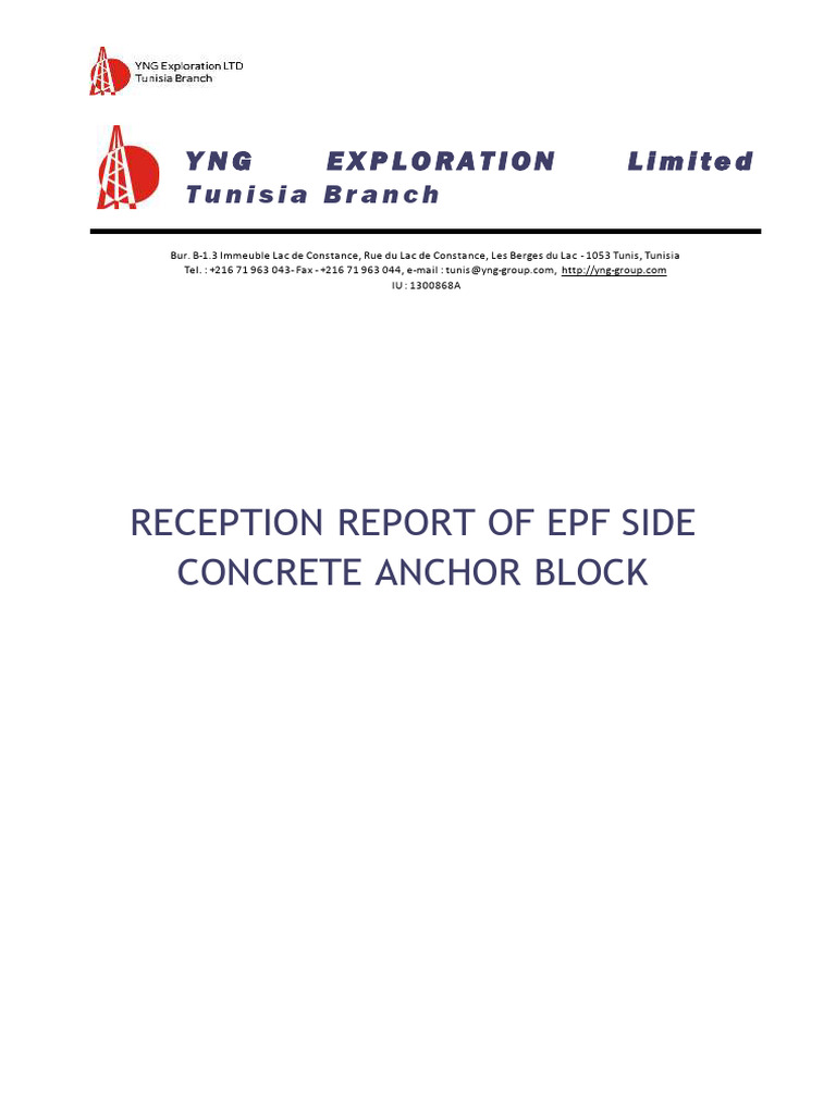 RECEPTION REPORT OF EPF SIDE CONCRETE ANCHOR BLOCK | PDF | Concrete | Structural Engineering