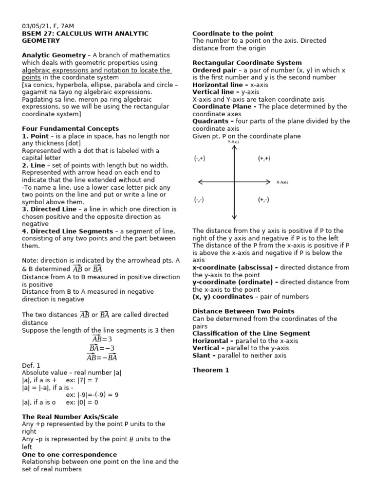 Calculus 1 With Analytic Geometry | PDF | Cartesian Coordinate System ...