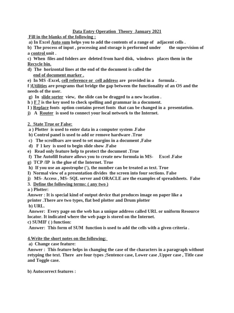 Data Entry Operation Theory January 2021 | PDF | Assembly Language ...