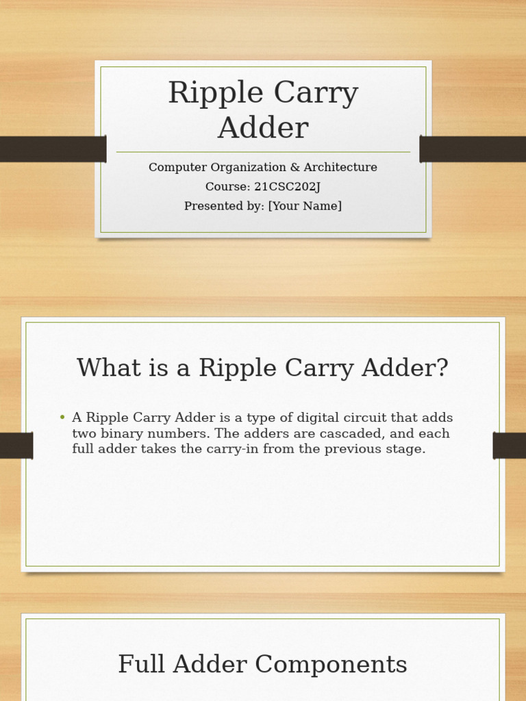 Ripple Carry Adder | PDF