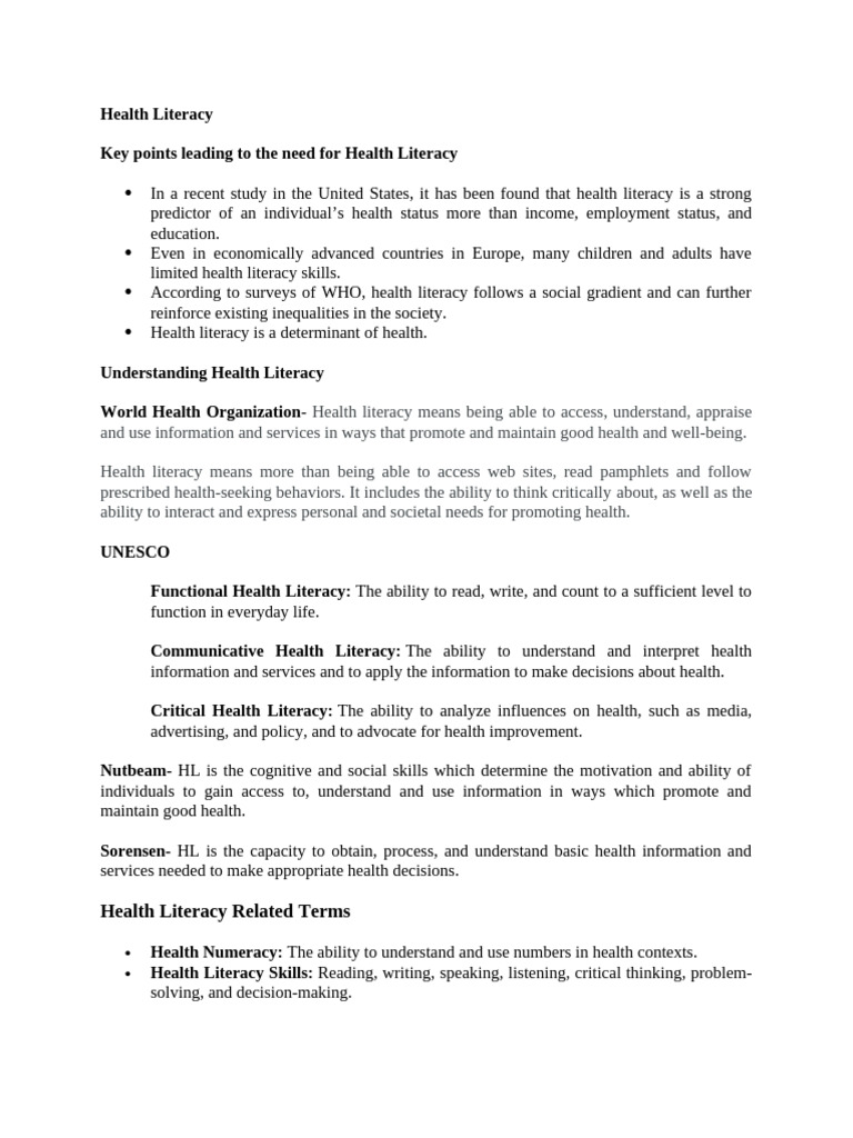 Understanding Health Literacy Essentials | PDF | Hypertension | Literacy