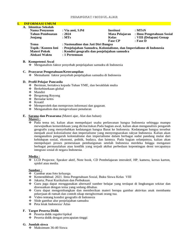 Modul Ajar Ips Pertemuan Ke 1 | PDF