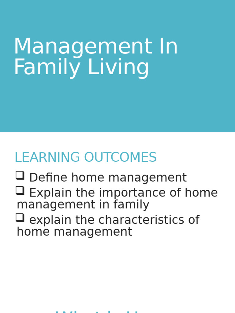 Home Management for Family Success | PDF | Planning | Economics