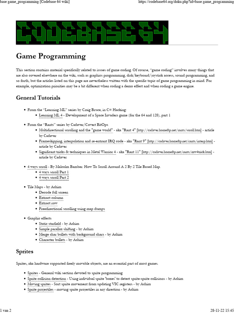 Base Game - Programming (Codebase 64 Wiki) | PDF | Computer Art | Electronic Publishing