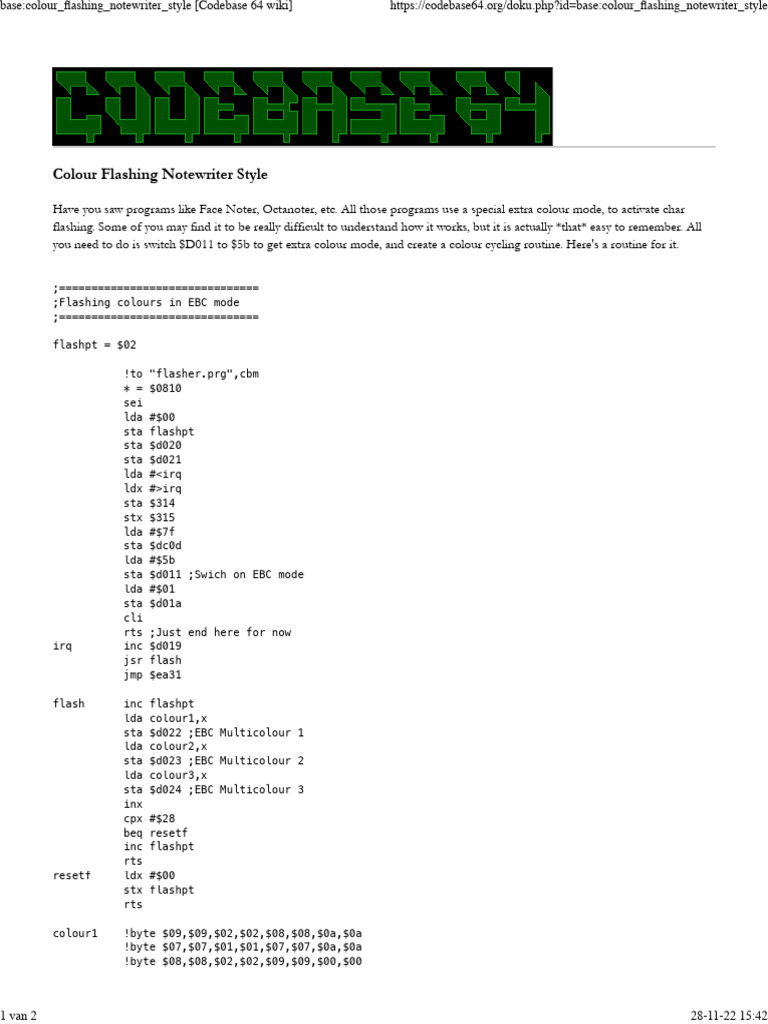 Base Colour - Flashing - Notewriter - Style (Codebase 64 Wiki) | PDF | Computer Engineering ...