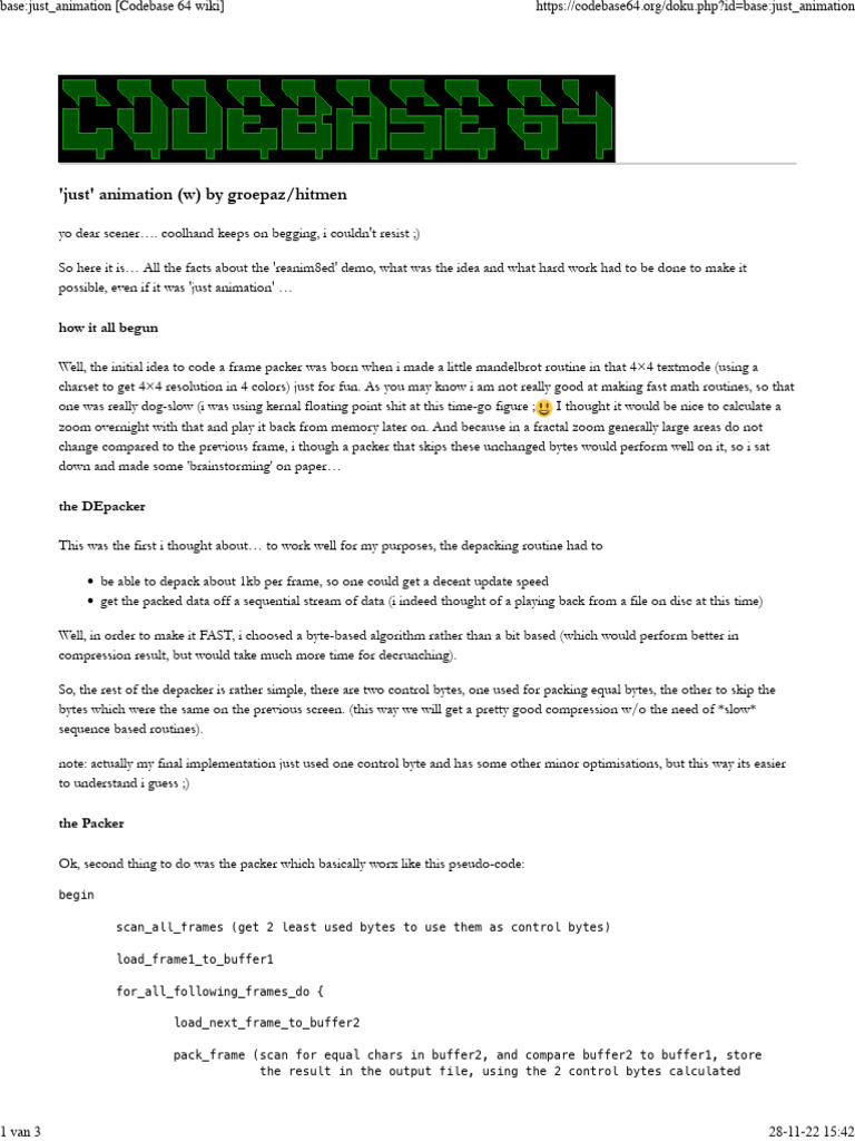 Base Just - Animation (Codebase 64 Wiki) | PDF | Computing | Computer Engineering