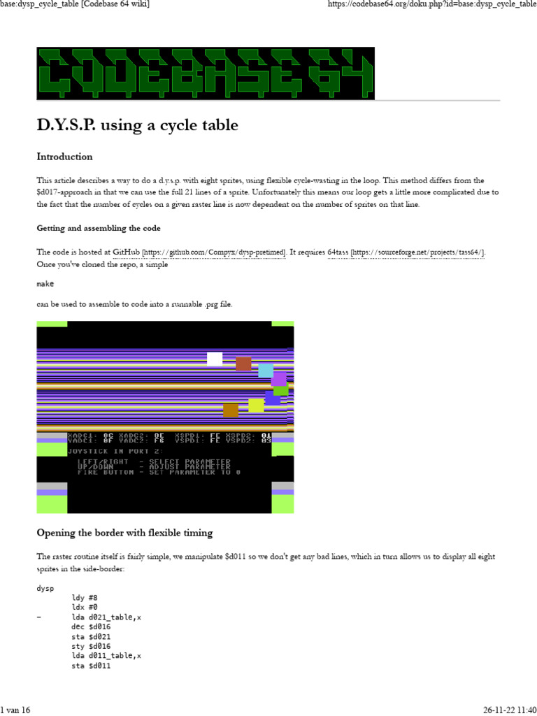 Base Dysp - Cycle - Table (Codebase 64 Wiki) | PDF | Computer Architecture | Computing
