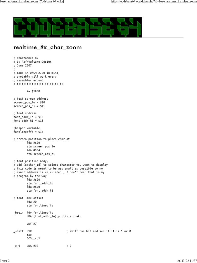 Base Realtime - 8x - Char - Zoom (Codebase 64 Wiki) | PDF