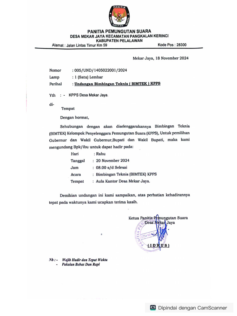 Undangan Bimtek Kpps | PDF