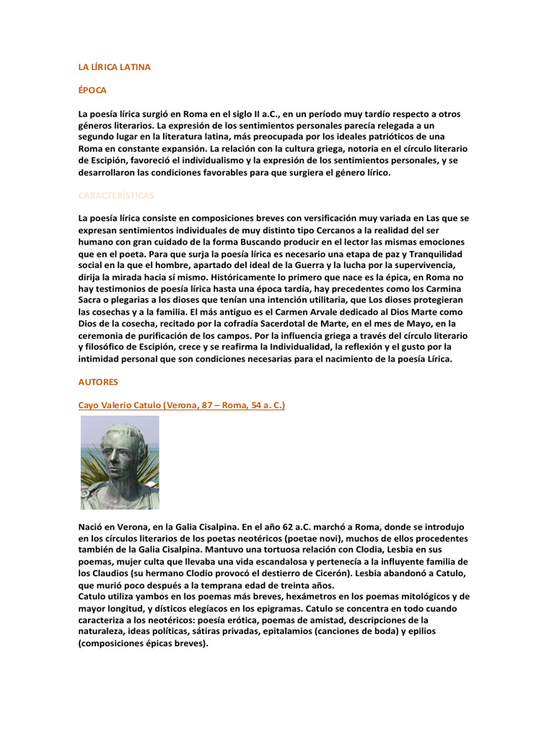 Poesía Lírica Latina: Orígenes y Autores | PDF | Horacio | Poesía