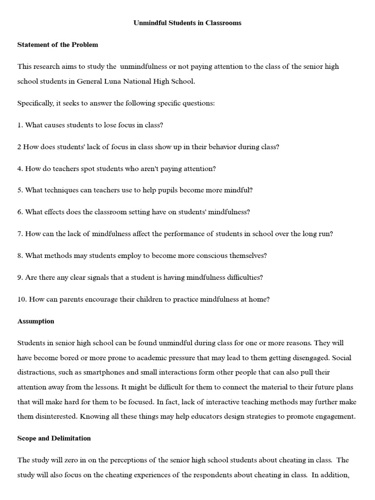 Unmindfulness of Students | PDF | Teachers | Learning