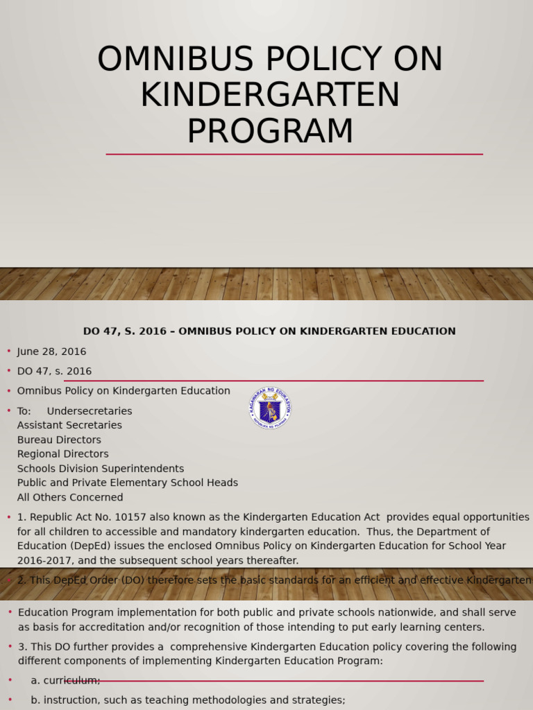 DepEd Order 47: Kindergarten Policy 2016 | PDF | Educational Assessment ...