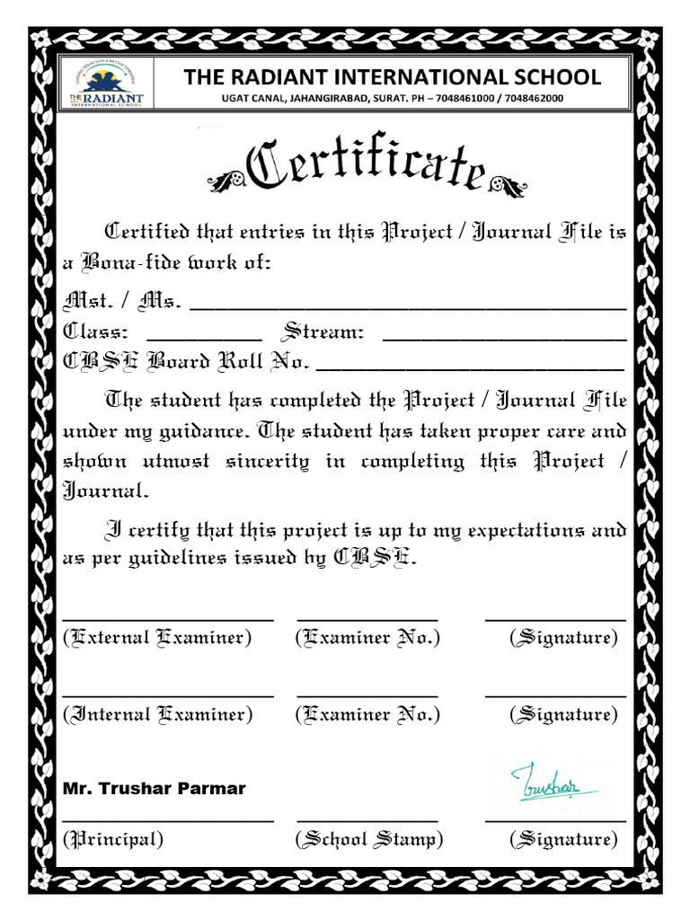 Certificate Proforma | PDF