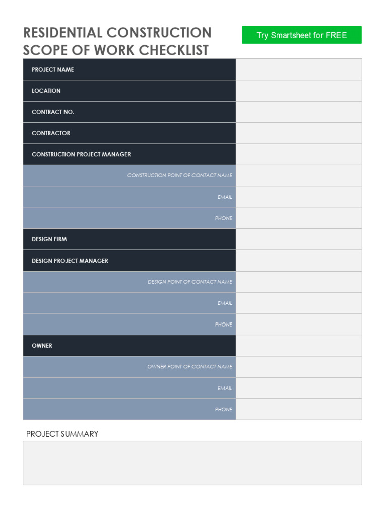 IC Residential Construction Scope of Work Checklist 11358 PDF | PDF ...