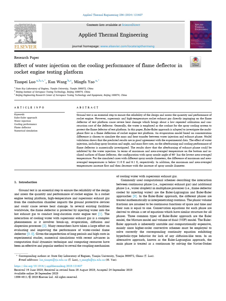 Water Injection Effects on Flame Deflector Cooling | PDF | Rocket ...