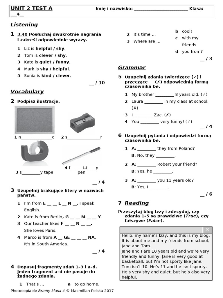 Brainy kl4 Unit Test 2 A | PDF