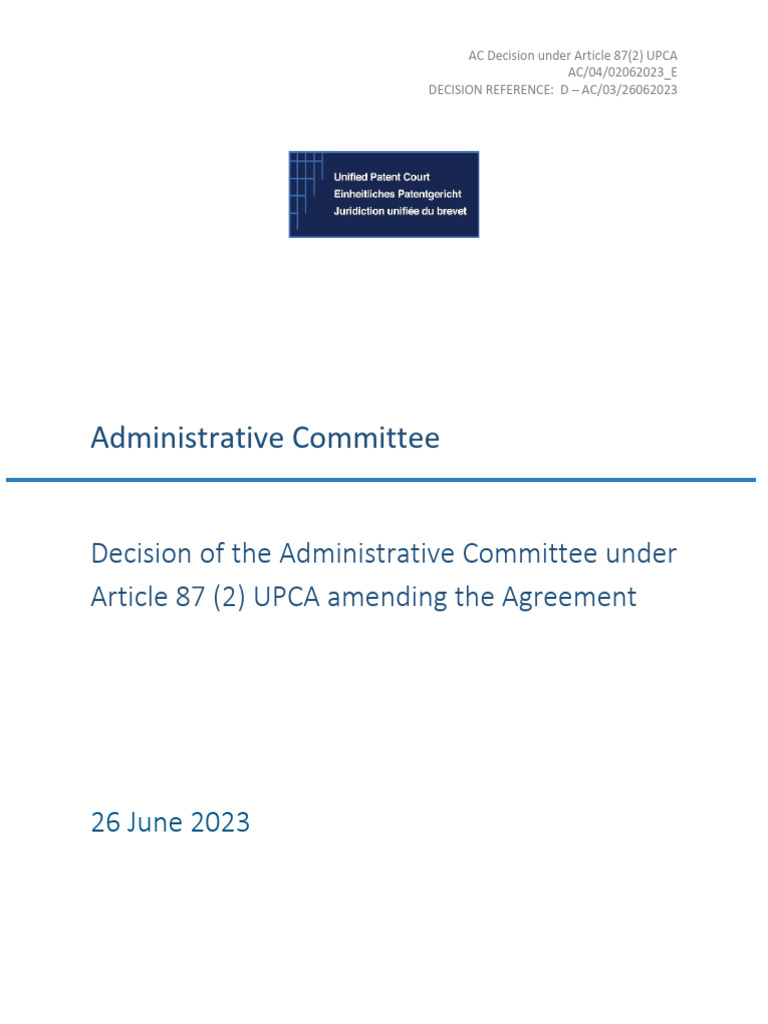 Decision-D Ac 03 26062023 - Amendment-Upca | PDF | European Integration | European Union