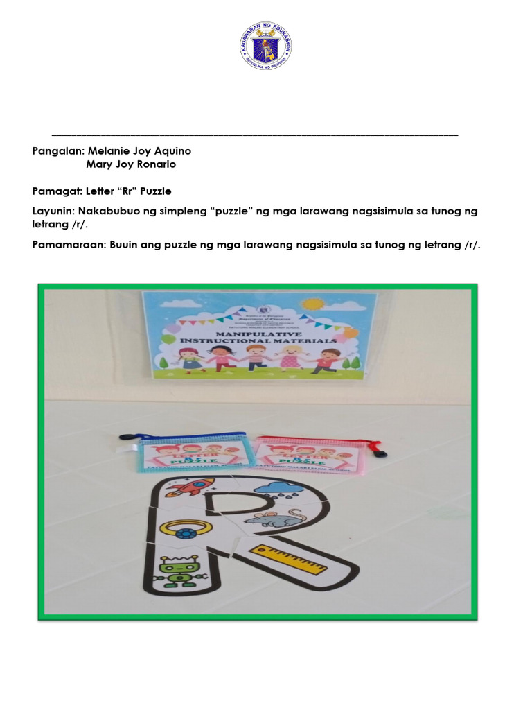 Pmes - Letter R Puzzle | PDF