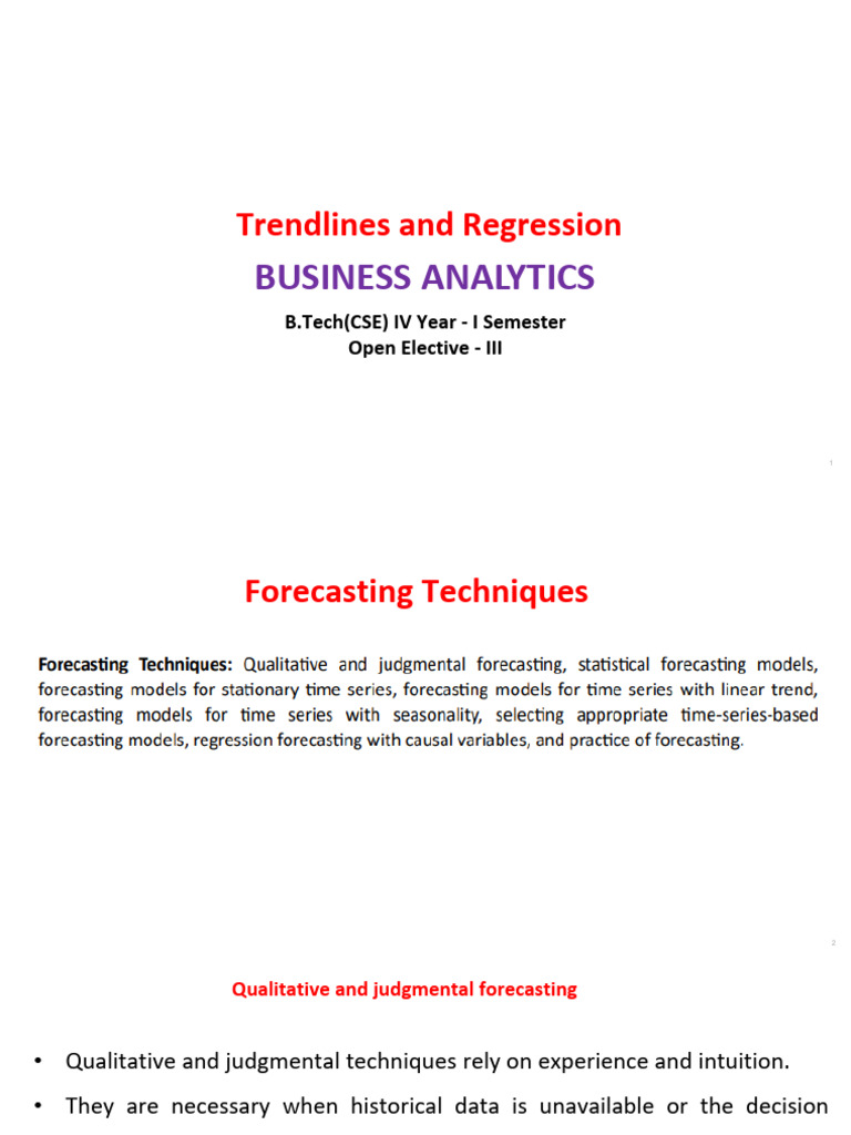 BA unit4 | PDF | Forecasting | Time Series