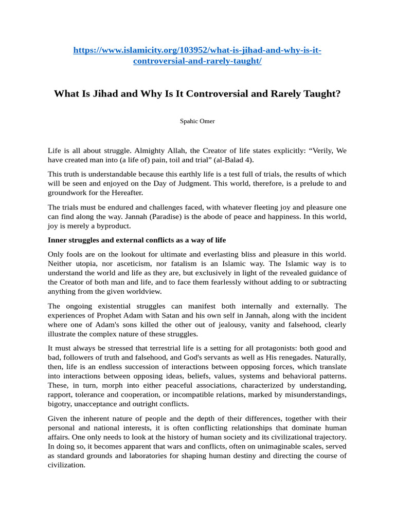 What Is Jihad and Why Is It Controversia | PDF | Jihad | Islamophobia