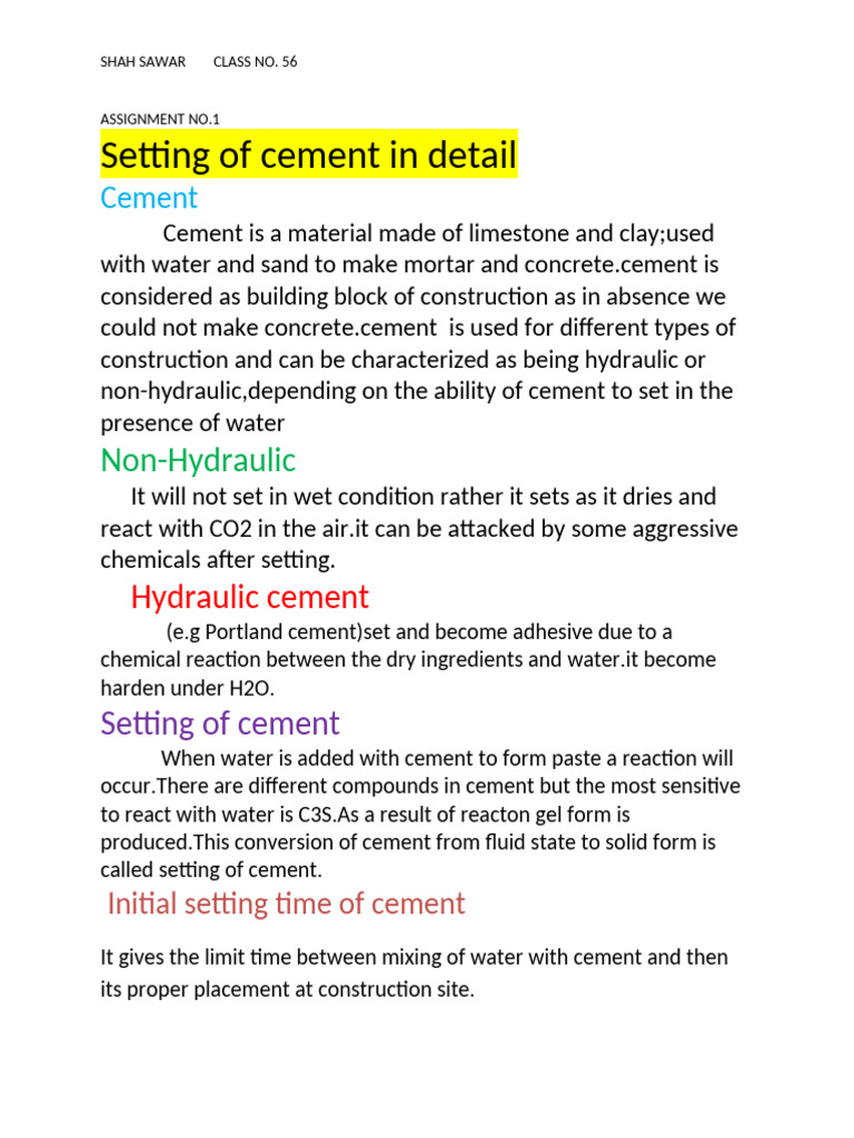 Detailed Overview of Cement Setting | PDF | Cement | Concrete