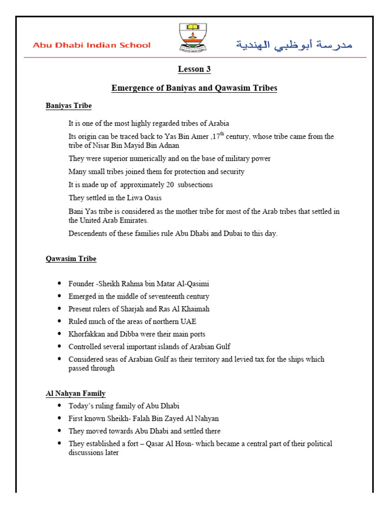 Emergence of Baniyas & Qawasim Tribes | PDF | United Arab Emirates