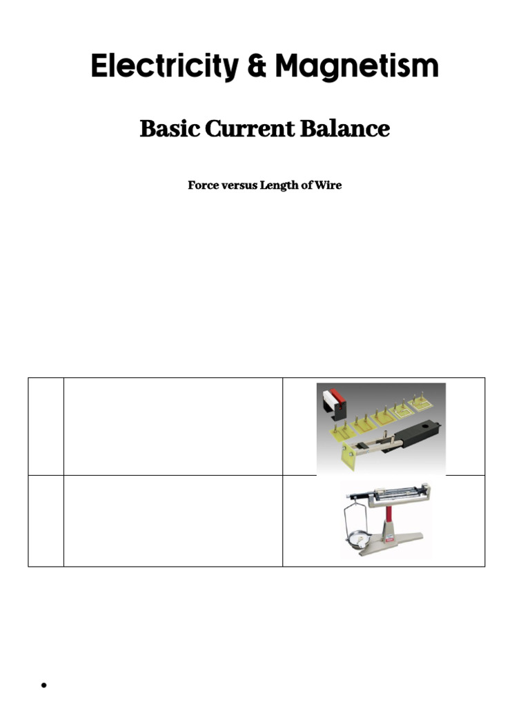 Basic Current Balance Exp8 | PDF | Magnetic Field | Force
