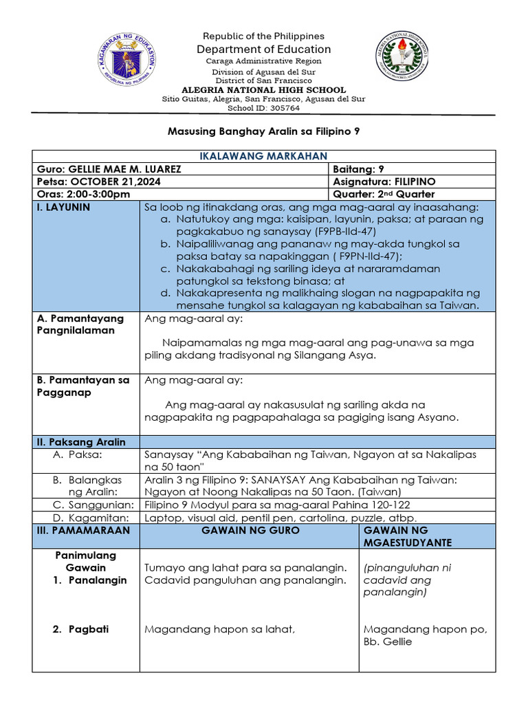 Luarez - Filipino9 DLP Final | PDF