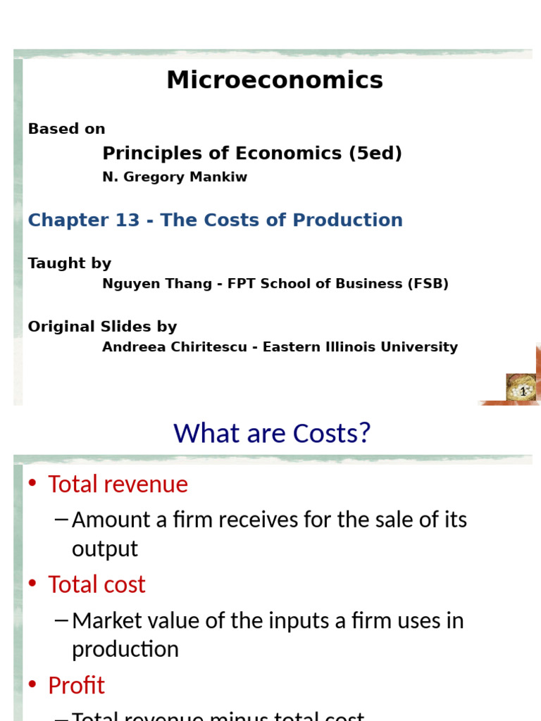 Chapter 13 - The Costs of Production | PDF | Average Cost | Marginal Cost