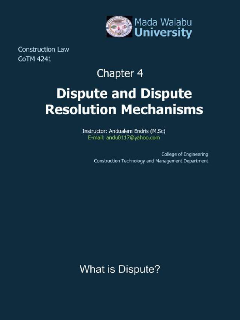 Dispute and Dispute Resolution Mechanism | PDF