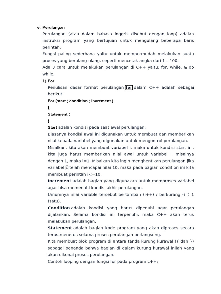 Perulangan For, While, Do While | PDF
