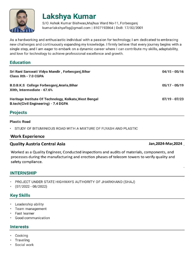 Lakshya Kumar CV - Page-0001 | PDF