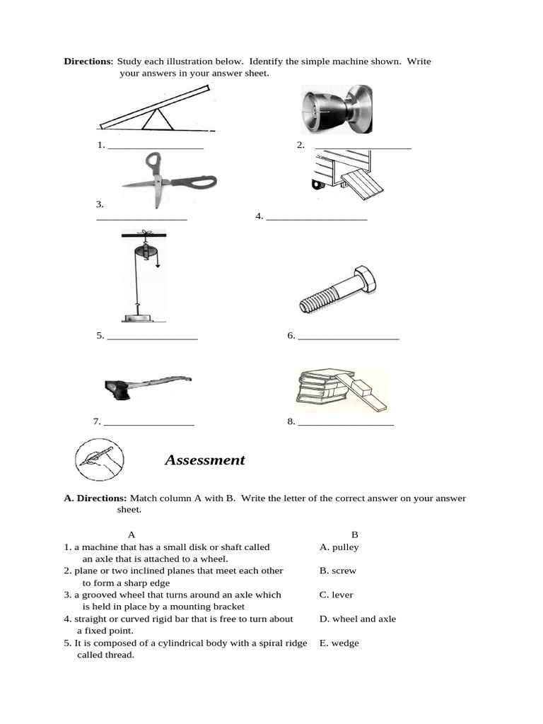 Identify Simple Machines Assessment | PDF