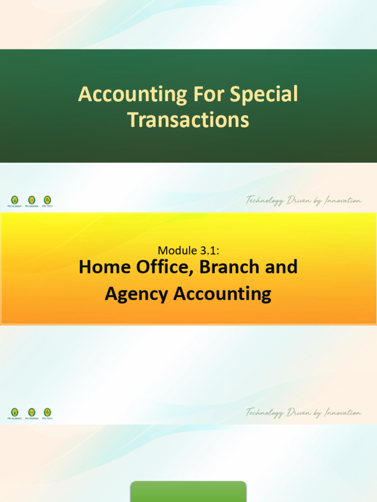 Home Office Branch and Agency Accounting | PDF | Debits And Credits ...