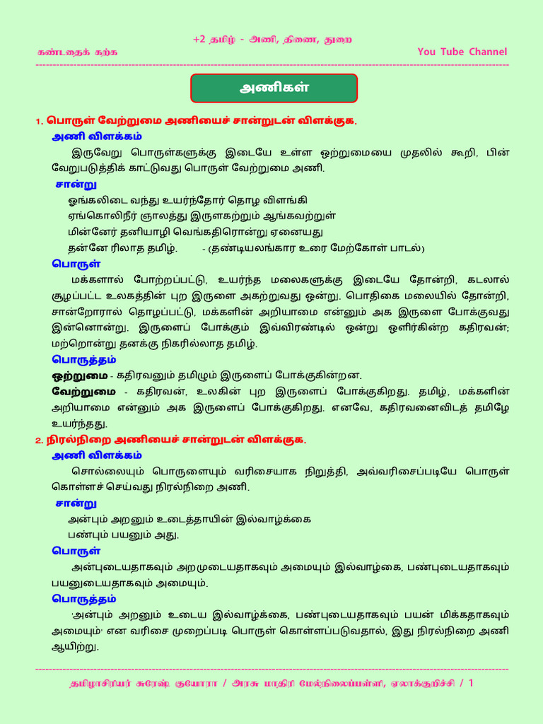 Ani, Thinai, Thurai | PDF