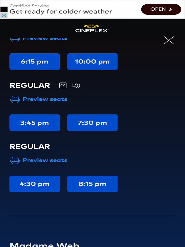 Cold Weather Movie Showtimes | PDF
