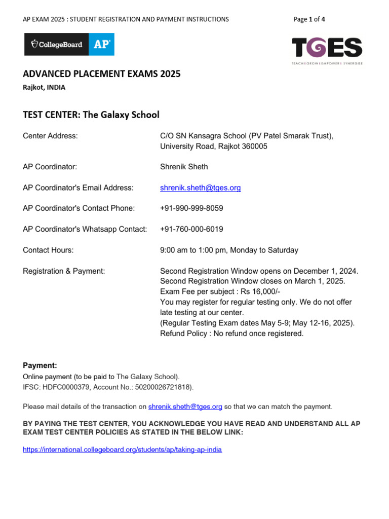 The Galaxy School Rajkot | PDF | Advanced Placement