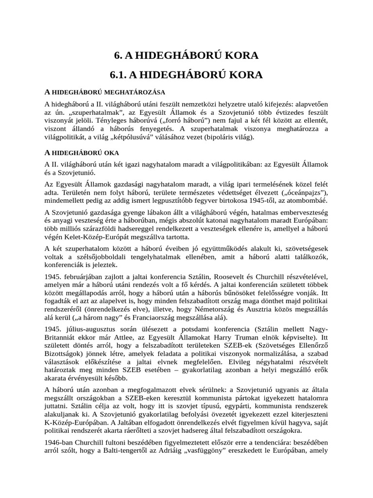 A Hidegháború Kora | PDF