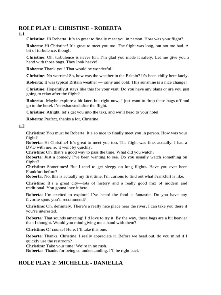 Role Play Conversations: Travel Encounters | PDF
