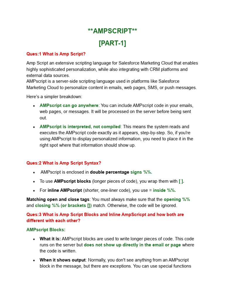 AMPscript Guide for Salesforce Marketing | PDF | Java Script | Computing