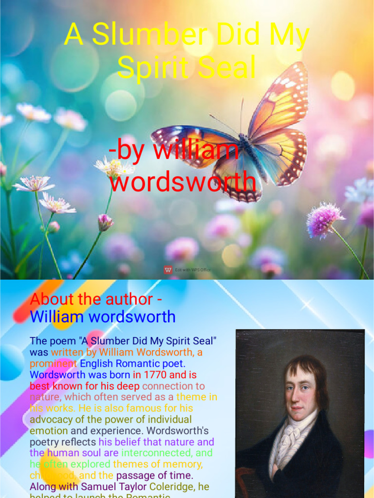 A Slumber Did My Spirit Seal | PDF | William Wordsworth | Poetry