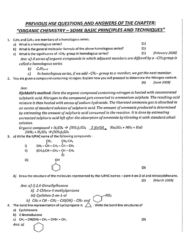 Organic and Hydrocarbons - Question and Answers | PDF