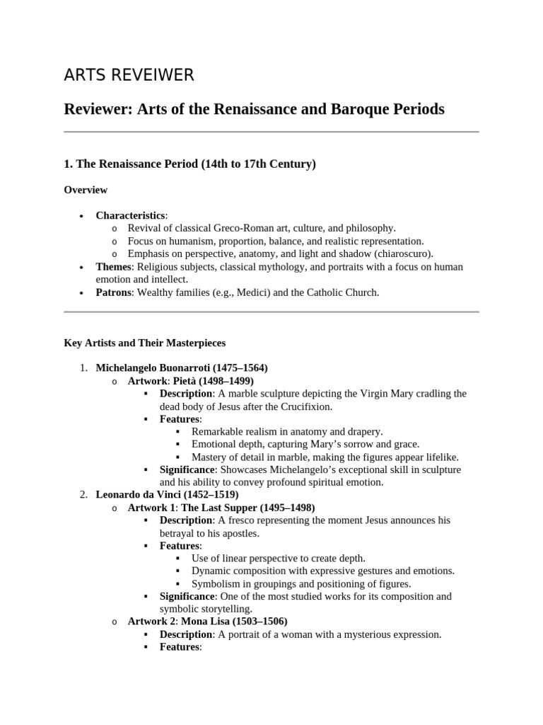 Renaissance vs. Baroque Art Overview | PDF | Baroque | Sculpture
