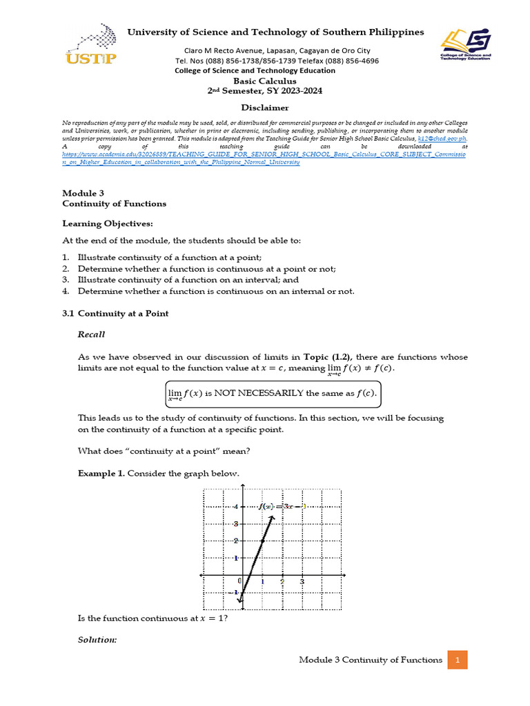 MODULE-3_Continuity-of-Functions | PDF | Function (Mathematics) | Mathematics