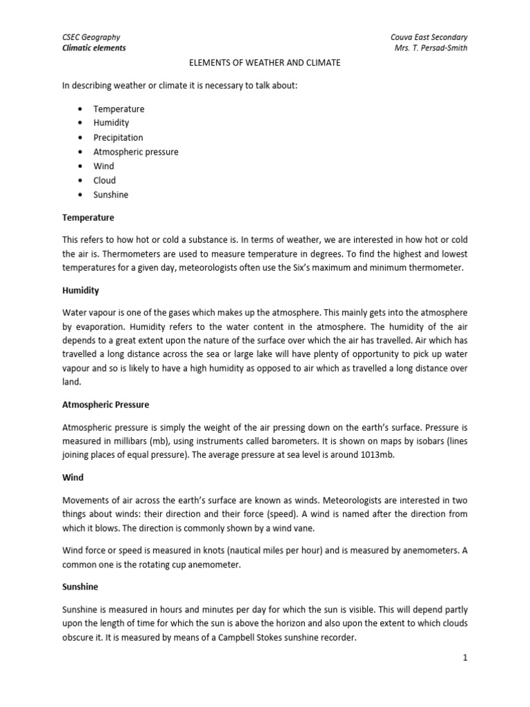 Weather Elements | PDF | Precipitation | Atmospheric Pressure